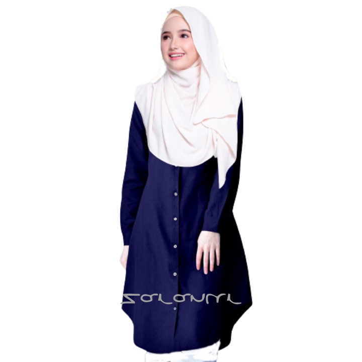 Muslimah Blouse Labuh Front Button Style COMO CREPE (ready stock ...