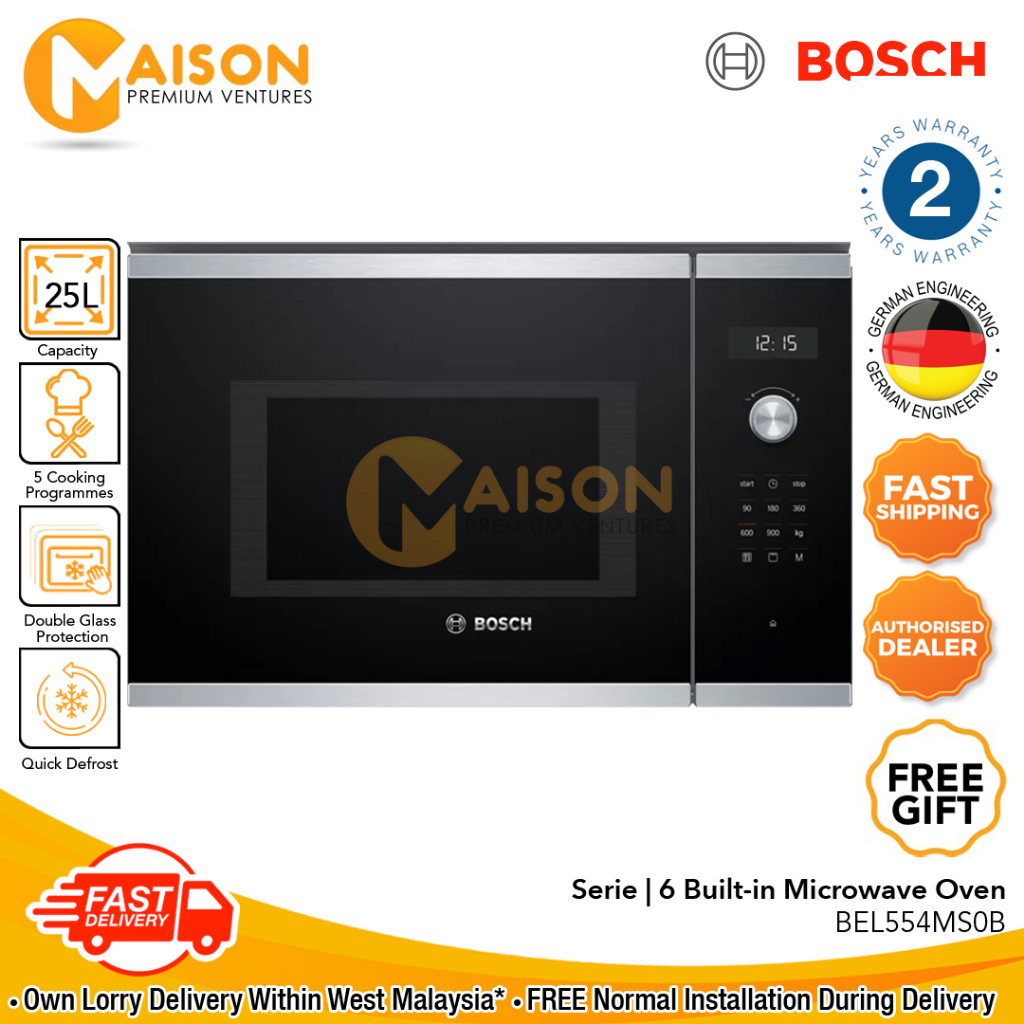 Bosch Series 6 Built in Microwave Oven with Grill 25Litres BEL554MS0B ...