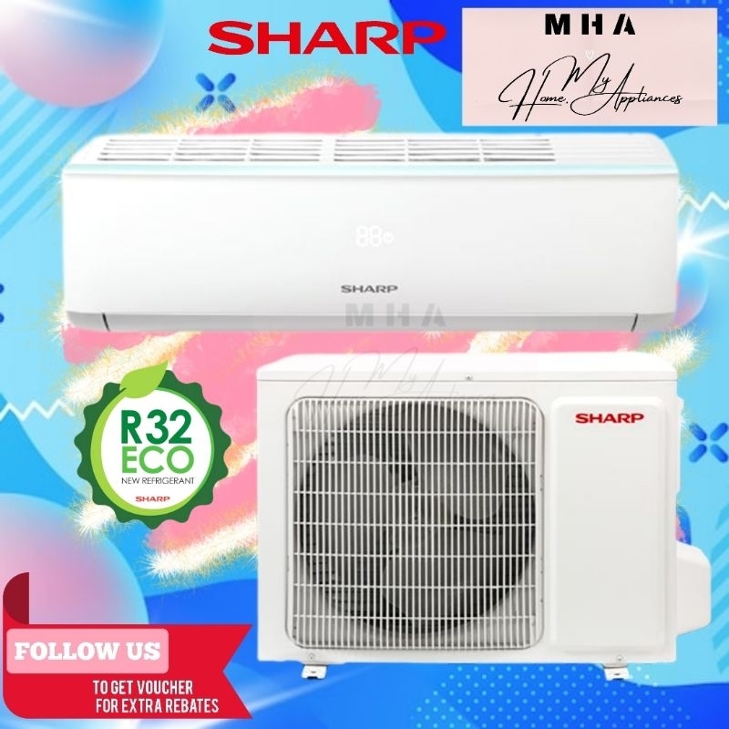 Sharp 1.0HP - 1.5HP R32 Dual Drain Setting Aircond | R32 Split Basic Air Cond AHA9XCD AHA12XCD ...