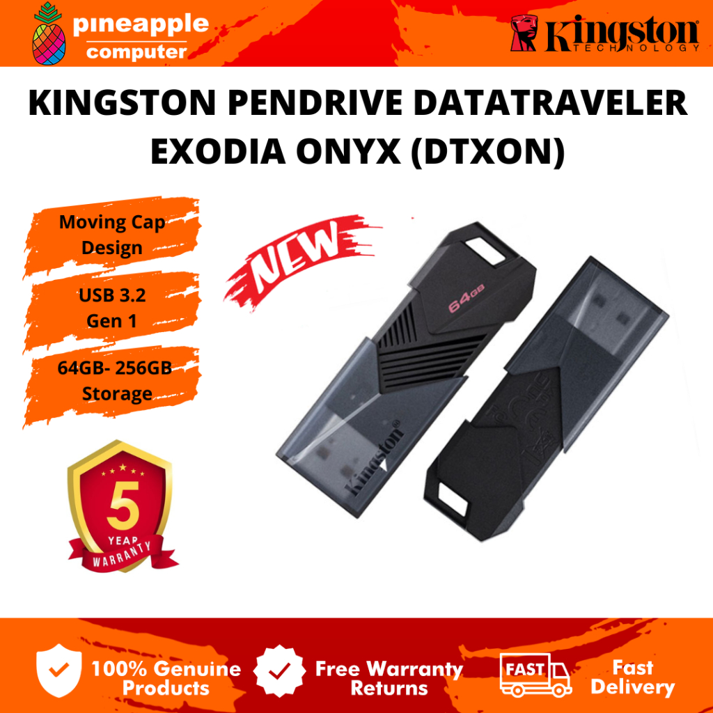Kingston Pendrive DataTraveler Exodia Onyx DTXON USB 3.2 Gen1 Flash Drive wtih Sleek Moving Cap ...
