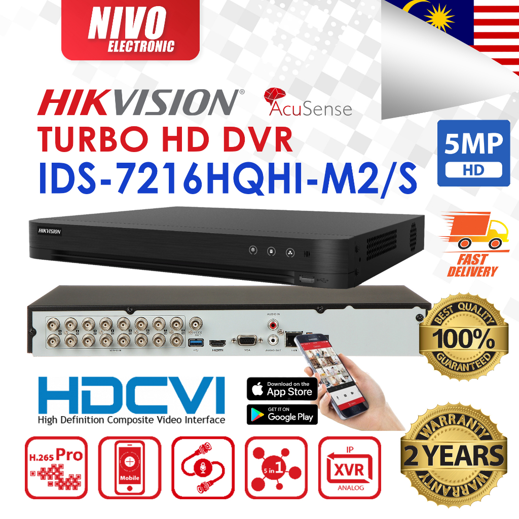 HIKVISION 16CH DVR IDS-7216HQHI-M2/XT 16 CHANNEL 1080P RECORDER 5MP DVR ...