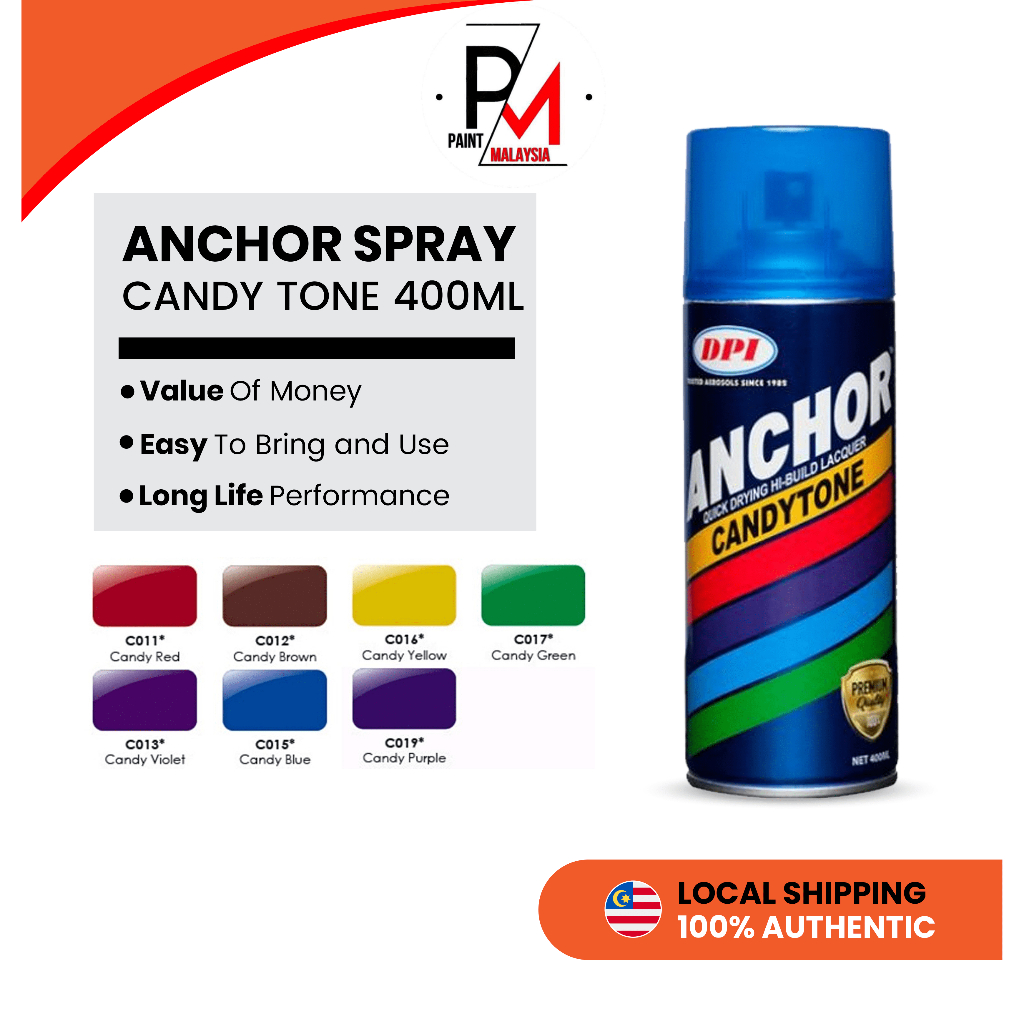 DPI ANCHOR Spray Automotive Motorcylce Paint Spray Candy Tone Colour ...