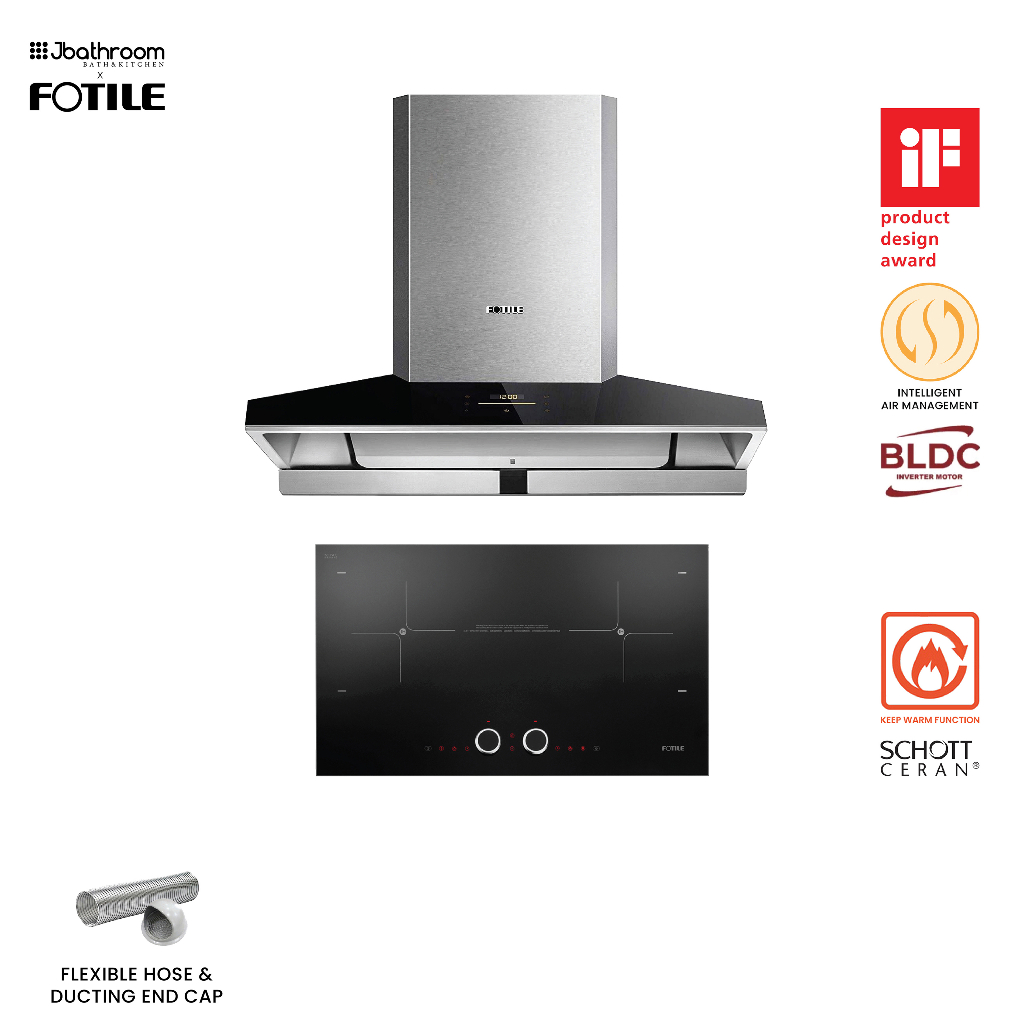 FOTILE W PRO EMG9030 chimney hood + FOTILE EIG76203 built-in induction ...