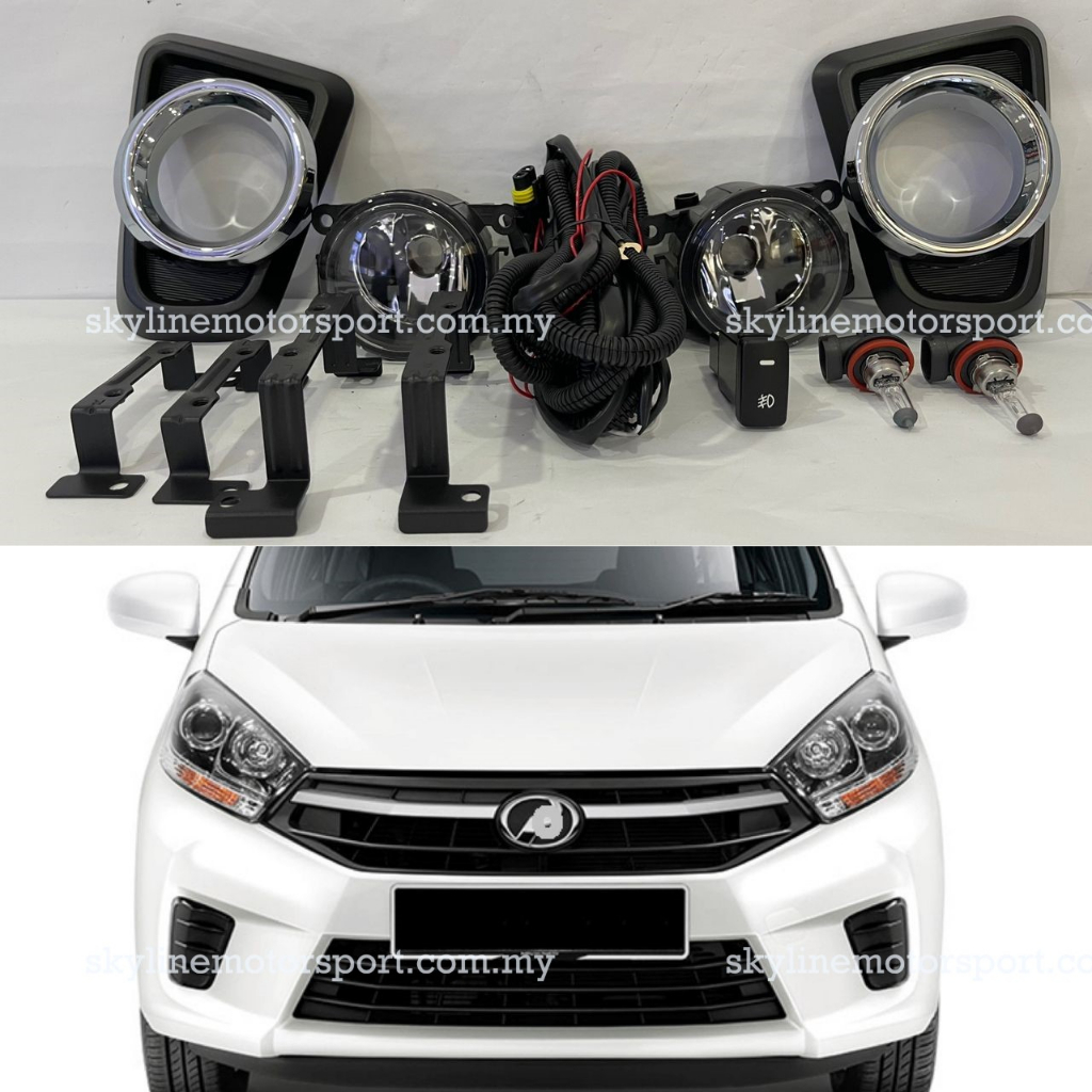 Perodua Axia Fog Lamp Fog Light With Chromed Line 2017 2018 2019 ...