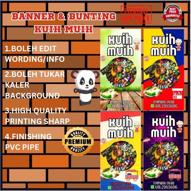 banner bunting niaga kuih muih bomboloni waffle Croffle roti wap Kukus ...