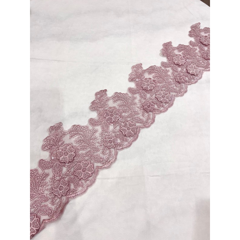 Border Lace Manik Tinggi 19cm Renda Labuci Manik Lace Baju Kurung ...