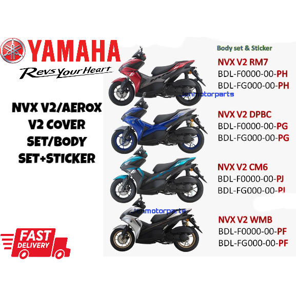 NVX155 V2 BODY SET COVER SET NVX V2 AEROX COVER COLOUR STICKER ...