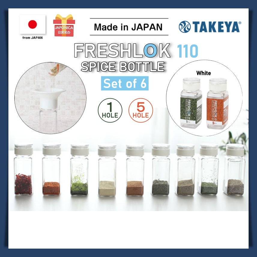 【TAKEYA】SPICE BOTTLE / FRESHLOK / 1 Hole / 5 Hole ( 110ml ) 6 Bottle ...