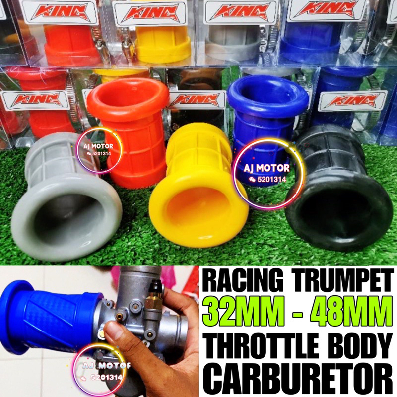 RACING TRUMPET VELOCITY THROTTLE BODY 32MM-48MM GETAH FUNNEL INTAKE ...