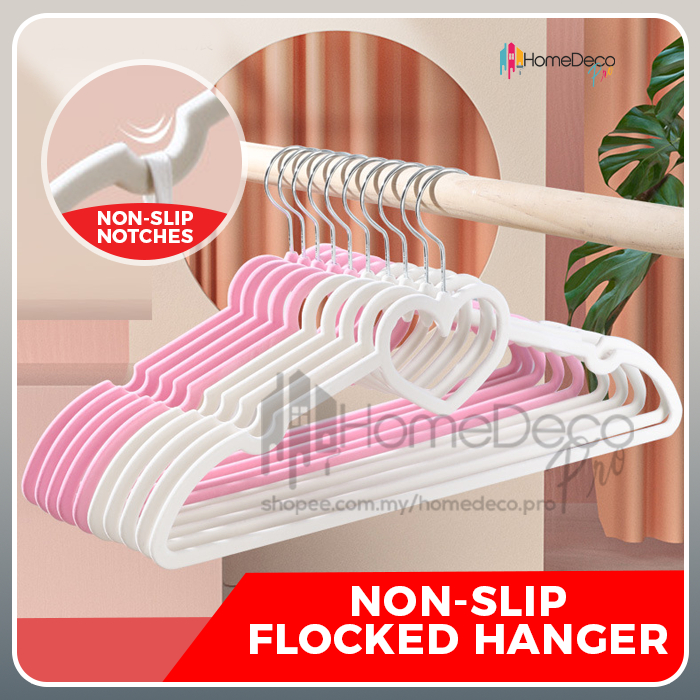 Heavy Duty Non-slip Plastic Hangers Pink Love Shape Wardrobe Storage ...