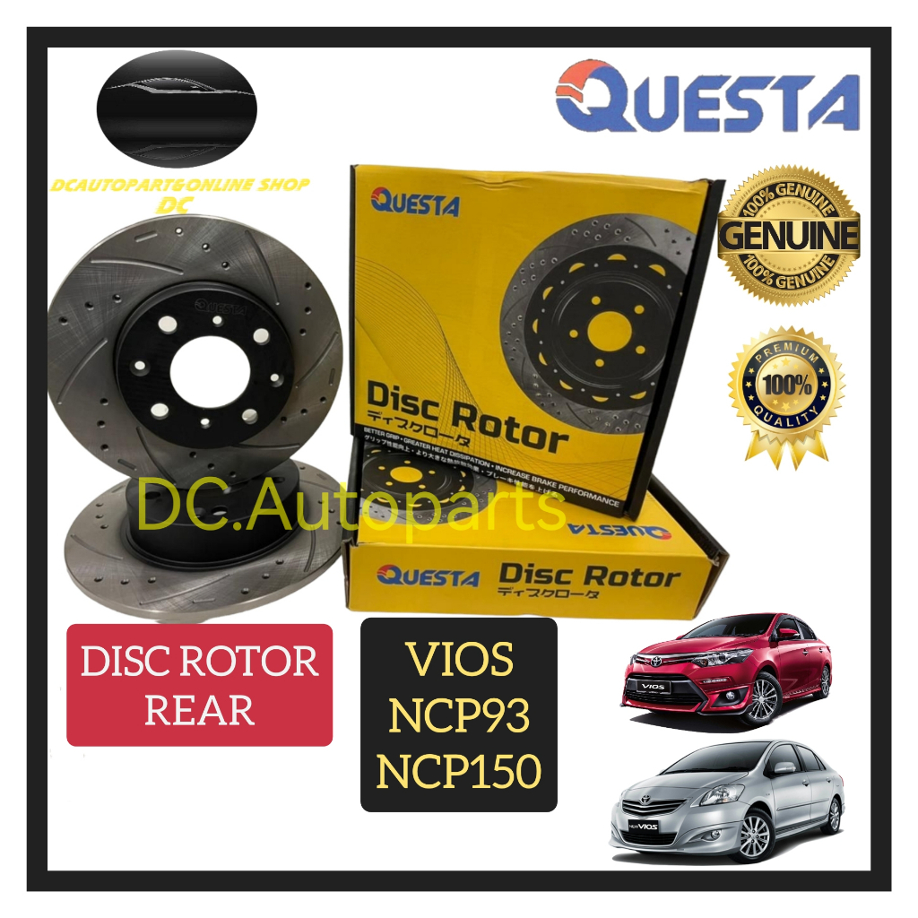QUESTA TOYOTA VIOS NCP93 VIOS NCP150 NSP151 F/G/S SPEC SPORT BRAKE DISC ...