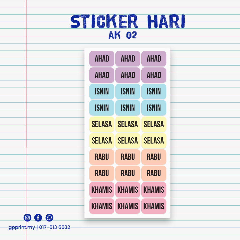Sticker Buku Sekolah : Sticker Hari 30pcs | Shopee Malaysia