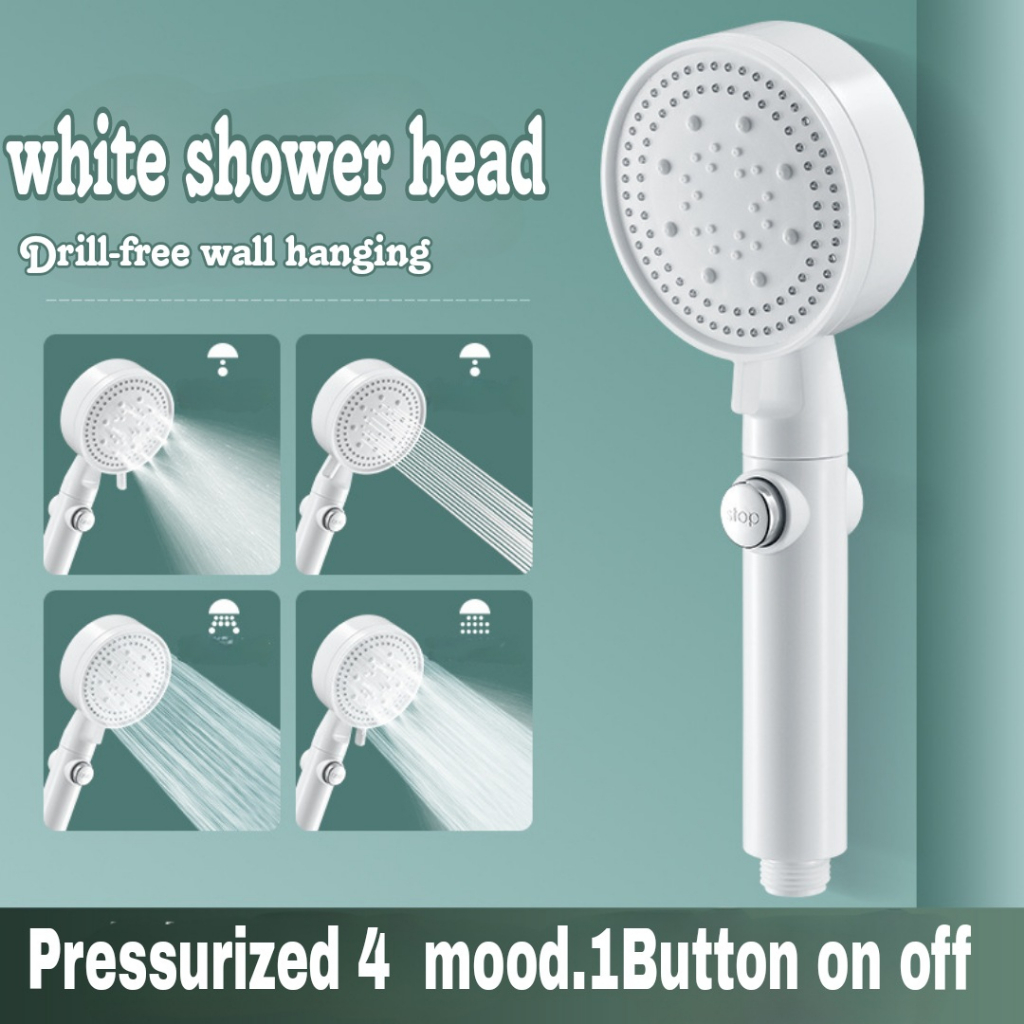 Pressurized shower head White multi-functional bathroom shower rain one ...