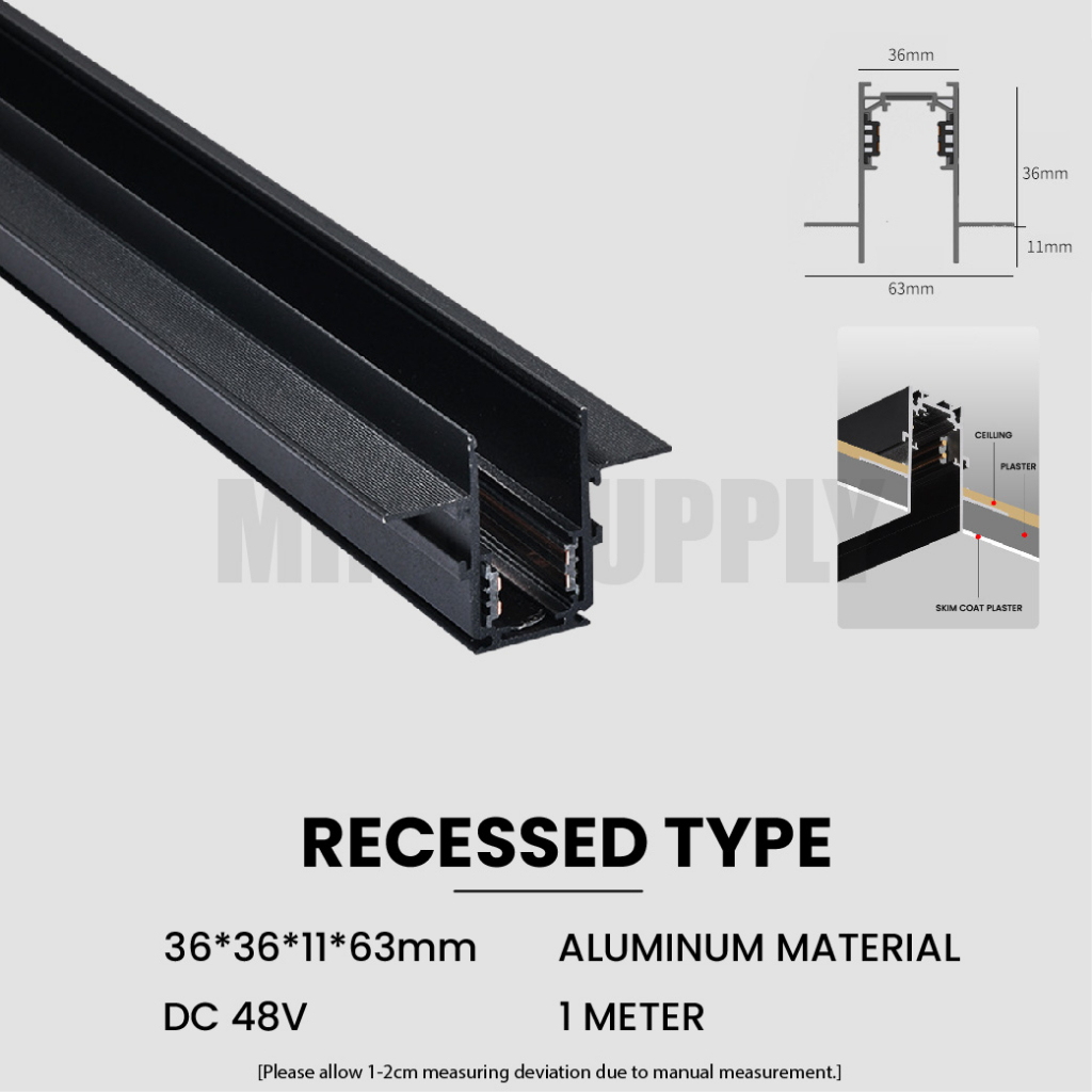 MS_ LED Magnetic Track Light Bar 1m Recessed Surface Plaster Ceiling ...