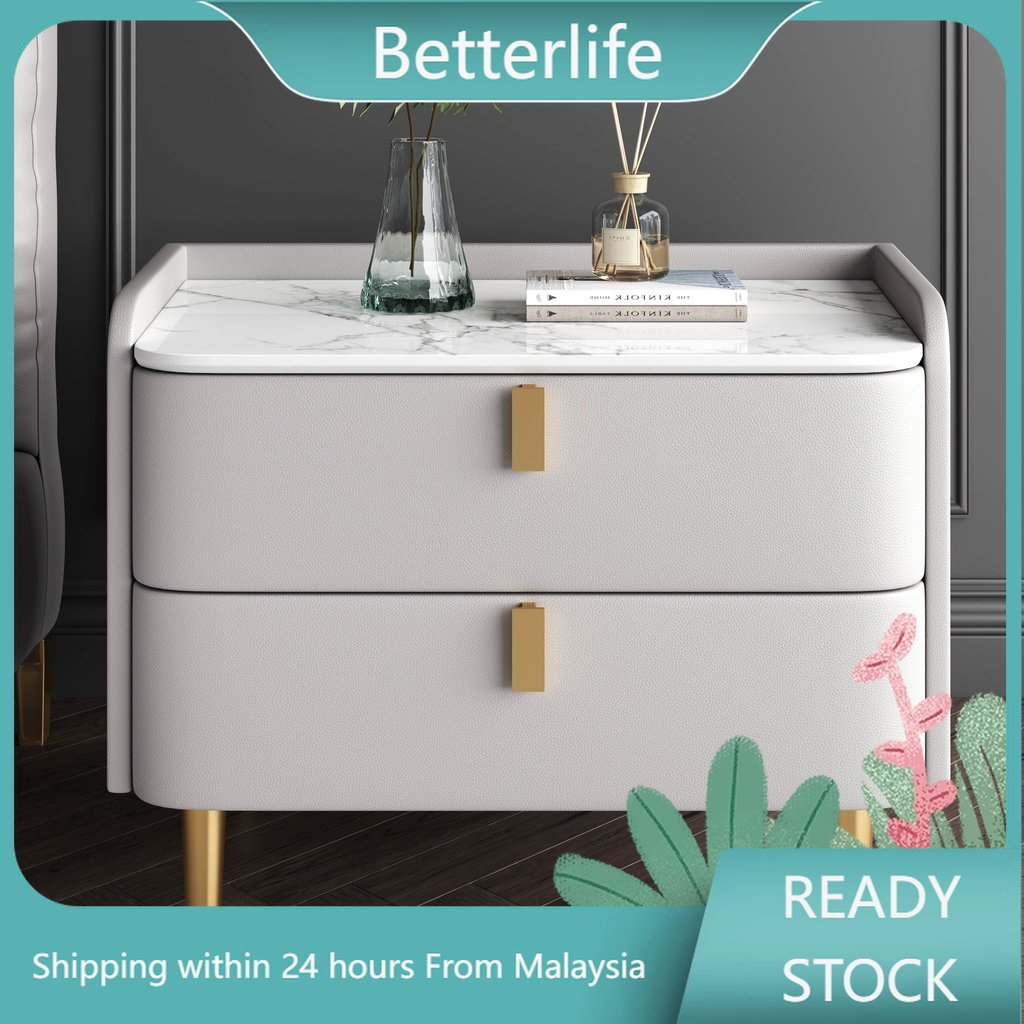 Leather Bedroom Bedside Table Installed Rock Board Bedside Table Double ...