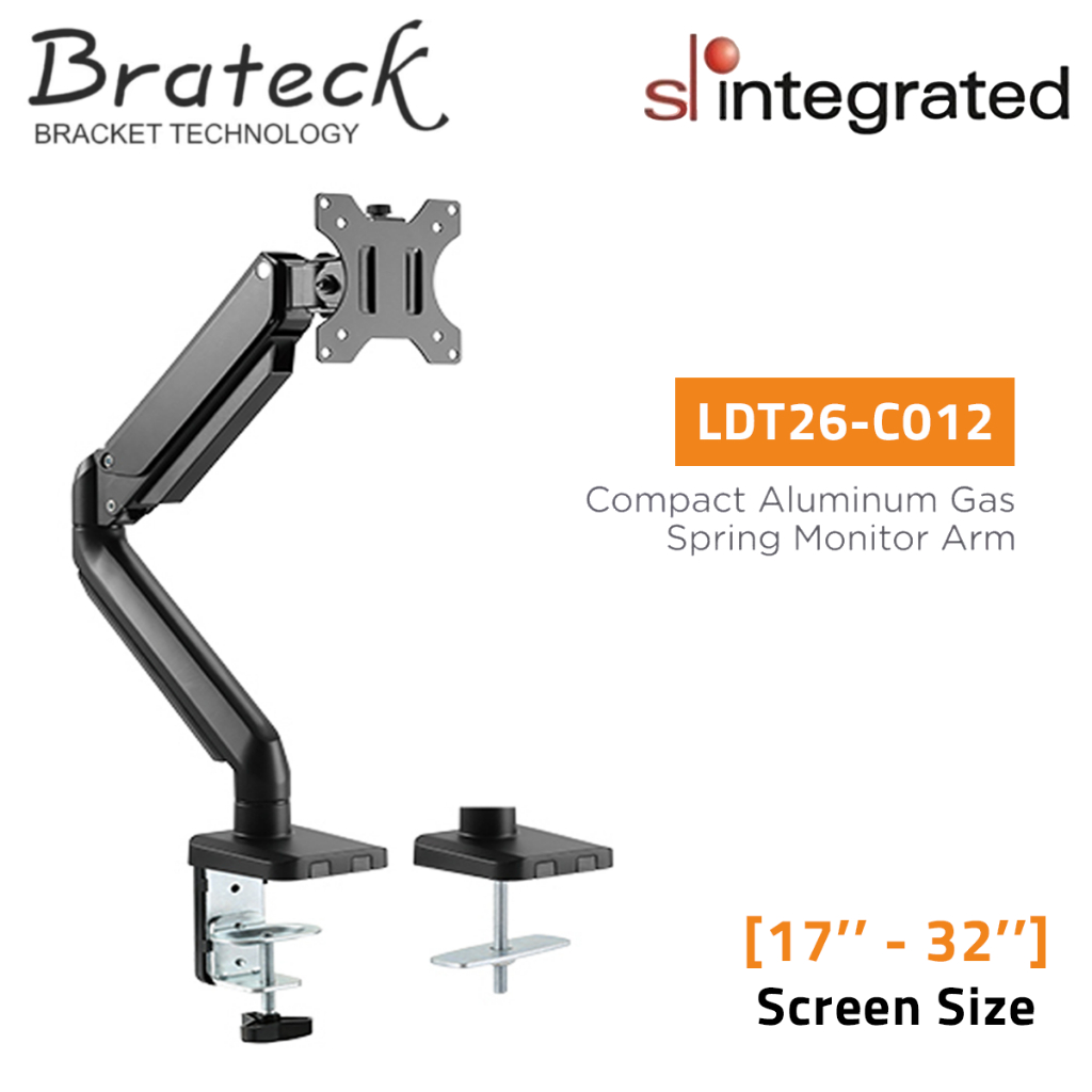 Brateck Premium Single Monitor Aluminum Gas Spring Monitor Arm - LDT26 ...