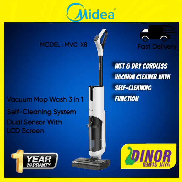 Midea MD-MVC-X8 Wet & Dry Cordless Vacuum Cleaner With Self-Cleaning ...