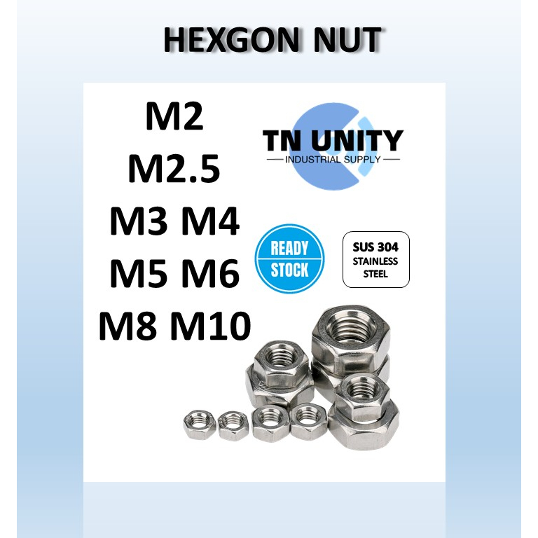 Hexagon Nut M2.5 M3.5 M3 M4 M5 M6 M8 M10 304 Stainless Steel 304 DIN934 ...