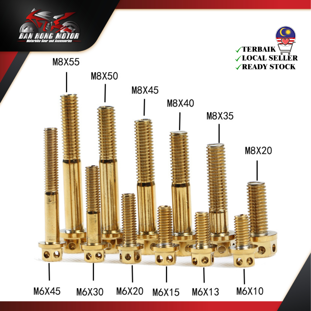 Bolt Skru M6, M8, M10 Titanium Blue/ Gold | Shopee Malaysia