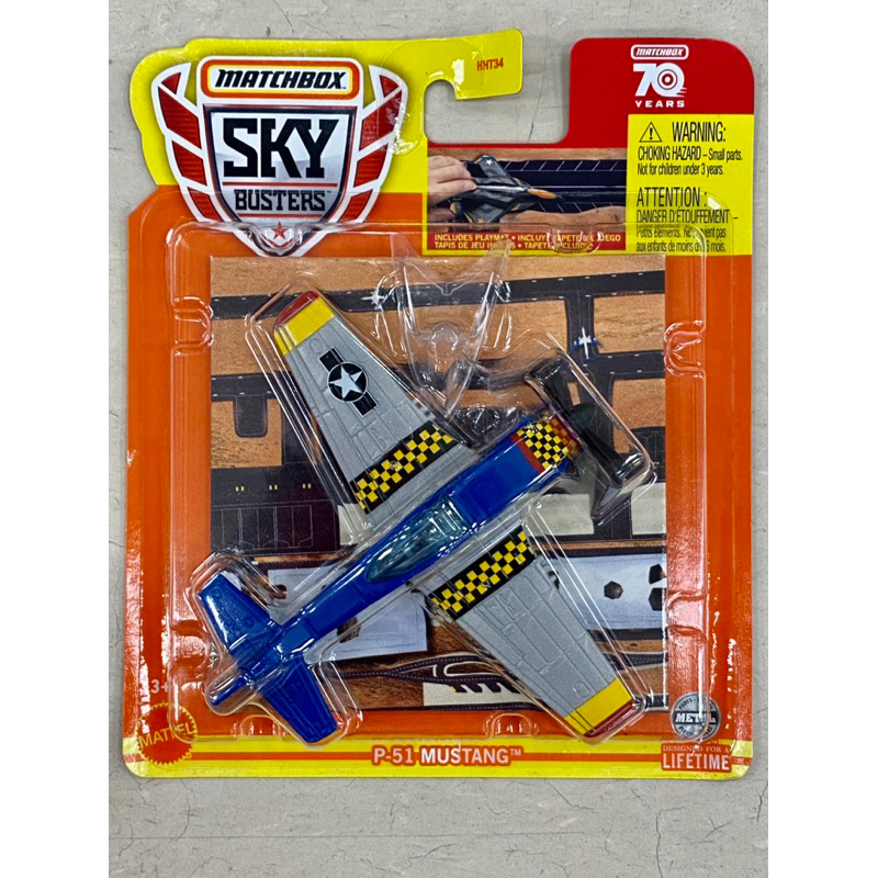 Matchbox P51 MUSTANG Grey Blue Sky Busters Fighter Aircraft 70 th 1/72 Diecast Plane Hotwheels ...