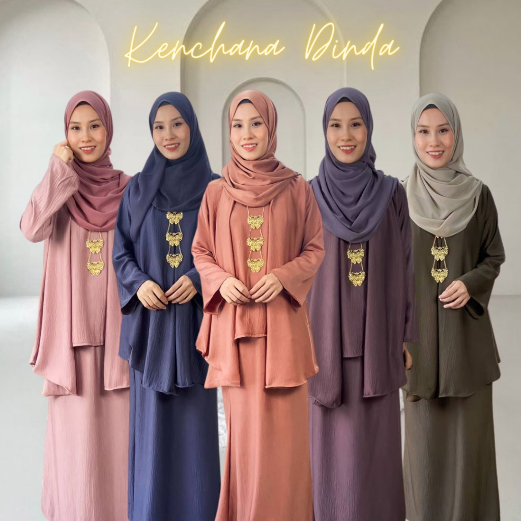 KOLEKSI RAYA 2023 BAJU KURUNG MODEN KEBAYA SATIN KENCHANA DINDA ...