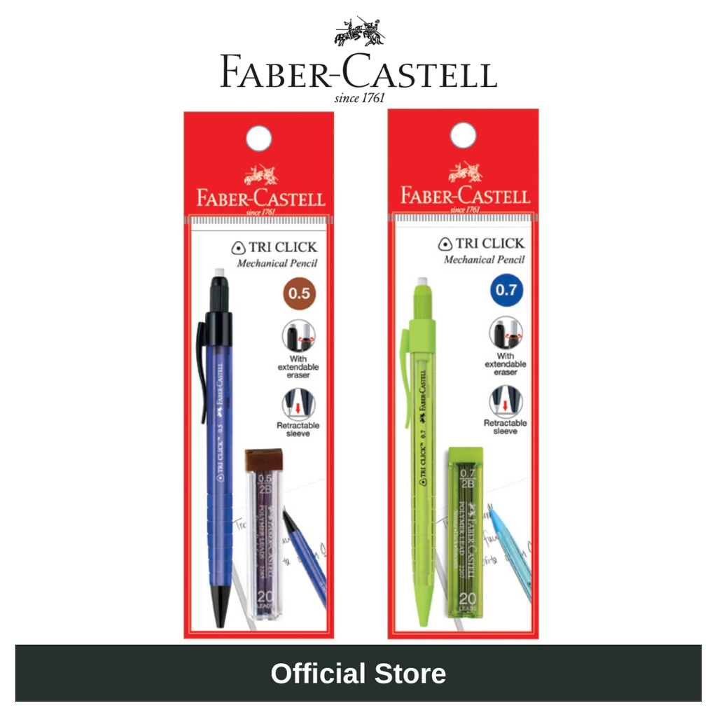 [Faber-Castell] Tri Click Mechanical Pencil with Leads - PB of 1 ...