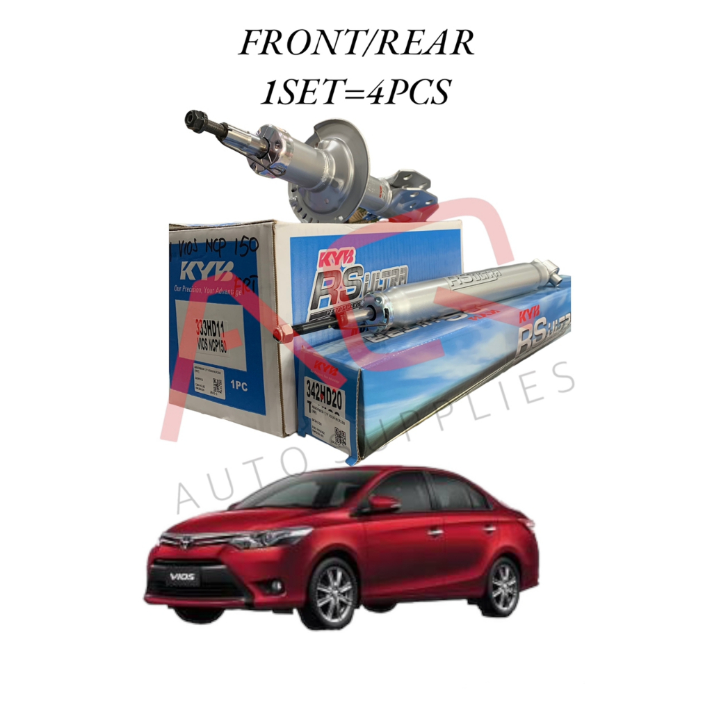 FRONT&REAR ABSORBER SHOCK GAS TOYOTA VIOS NCP150 ORIGINAL KYB ULTRA RS (F-LH/F-RH 333HD11, REAR ...