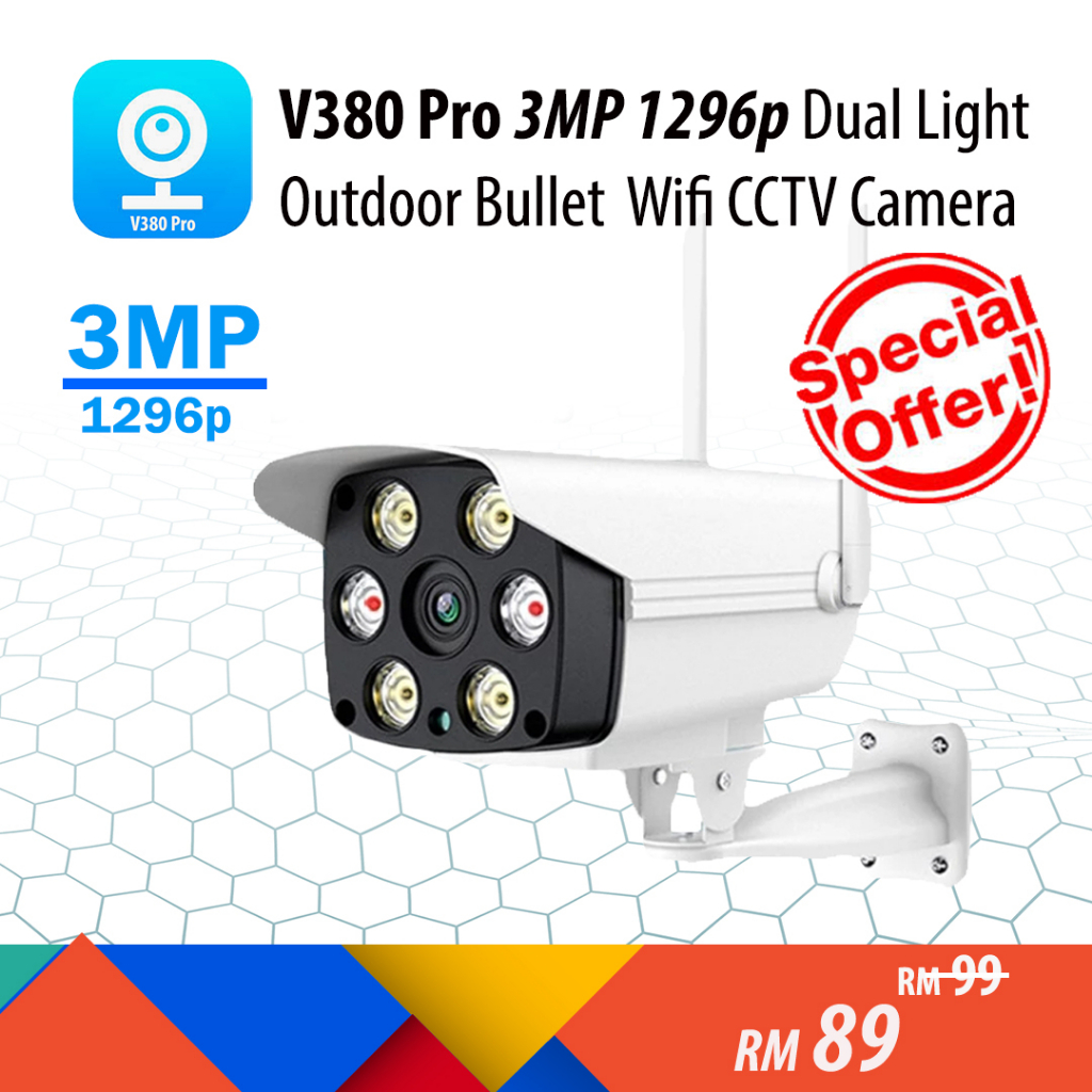 [OFFER] V380 PRO 3MP 1296P Dual Light Weatherproof Outdoor Bullet ...