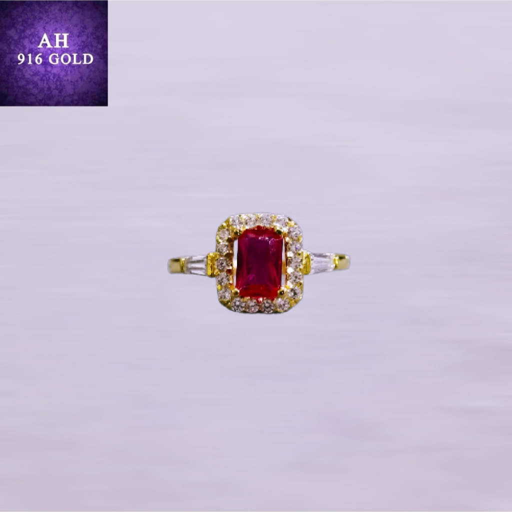 Cincin Tunang Emas 916 Permata Merah Size 13/Merisik/Kahwini/Nikah ...
