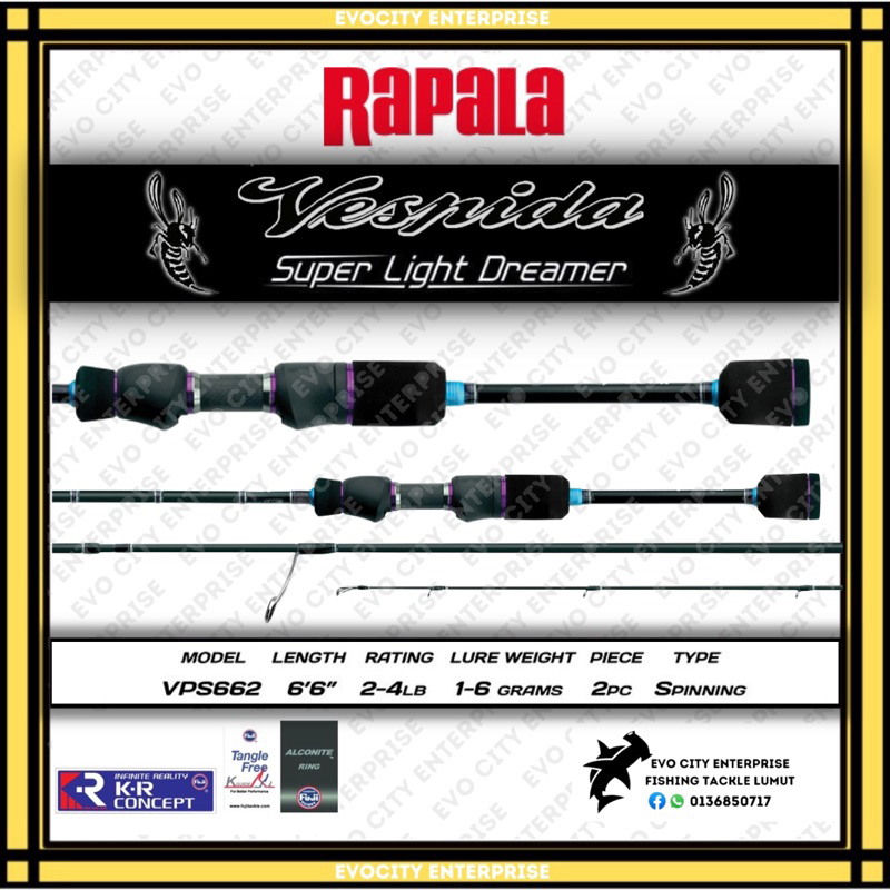 Rapala Rod Vespida 2-4lb / 6”6 / Spinning / 2pc | Shopee Malaysia