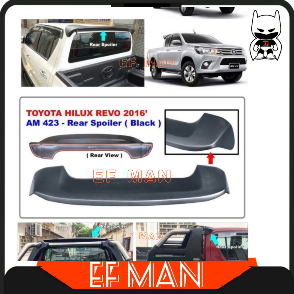 TOYOTA HILUX REVO REAR SPOILER ROOF TOP SPOILER MATT BLACK COLOUR HIGH ...