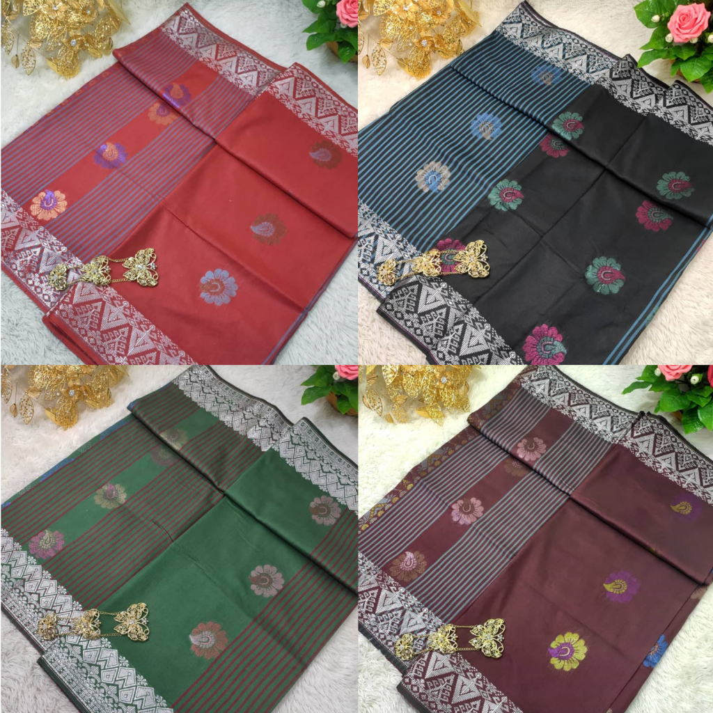Songket Bunga Tona Jalur Jasmine Dark Color (Tenun Asli) | Shopee Malaysia
