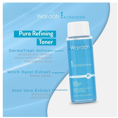 Wardah Acnederm Pore Refining Toner - Acne Prone Skin (100ml) Pelembap ...