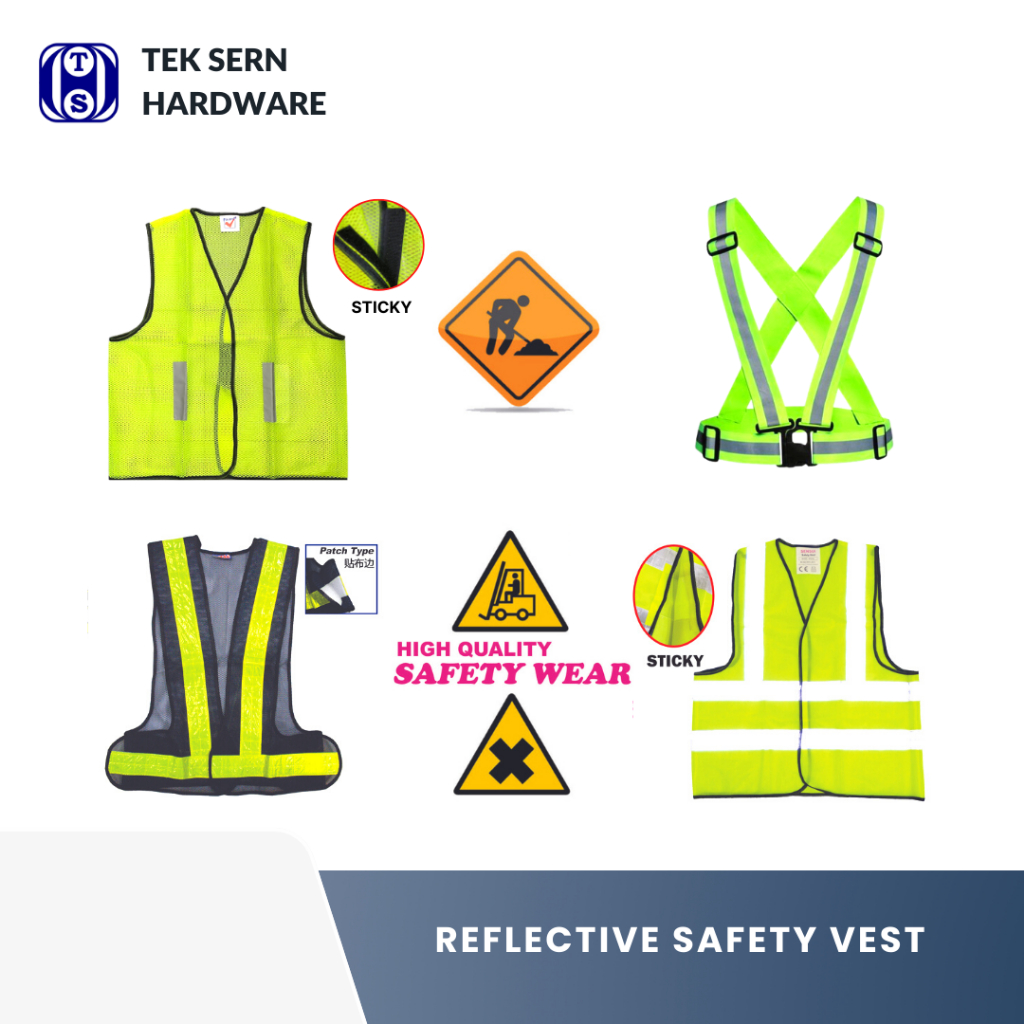 Industrial Safety Vest w/ Reflective Stripe/ V-Shape Vest (Sticky Type ...