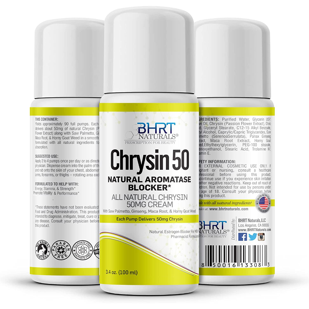 Chrysin Cream 50mg for Men - Natural Aromatase Inhibitor - Anti ...