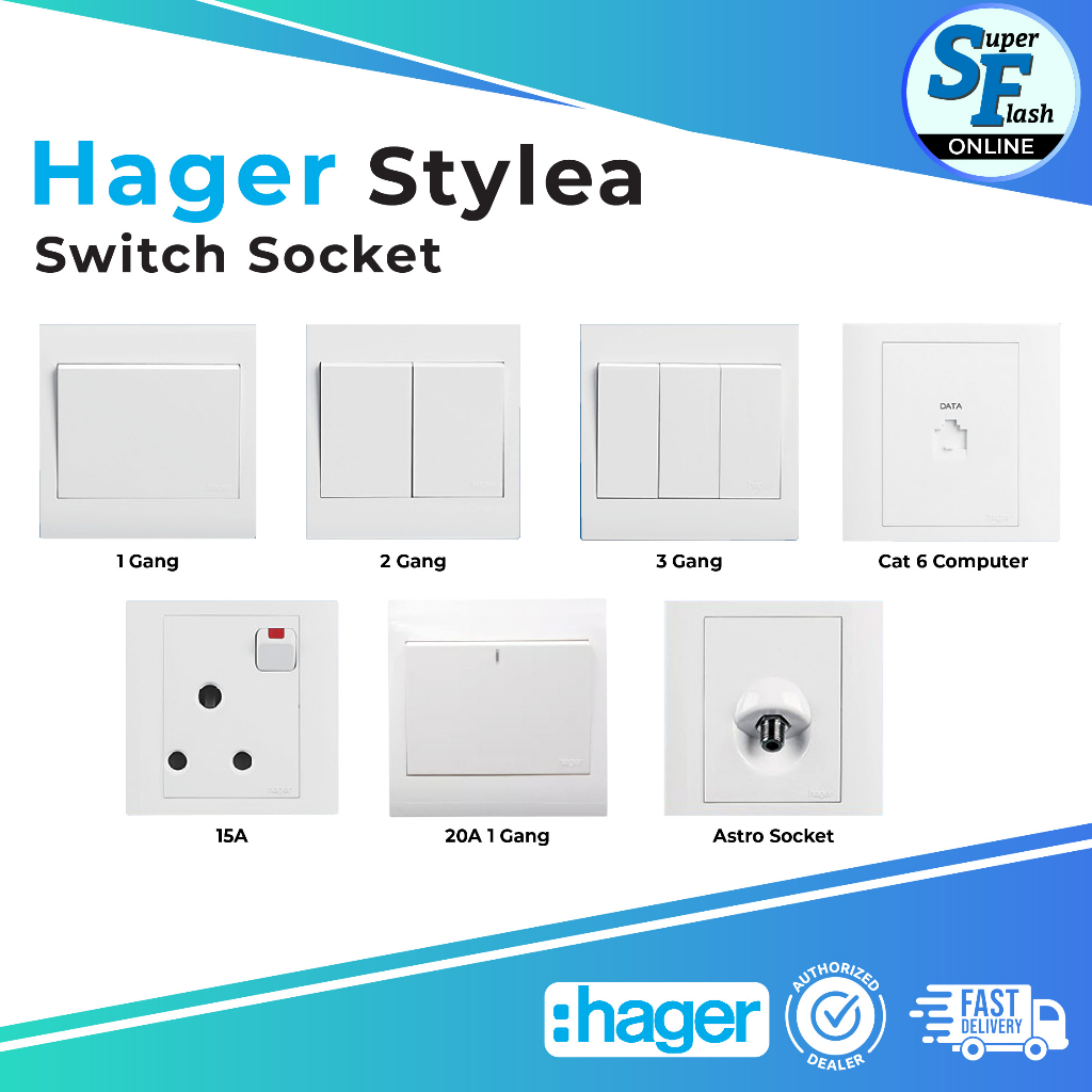 HAGER Stylea Switches & Sockets || Suis Rumah | Shopee Malaysia