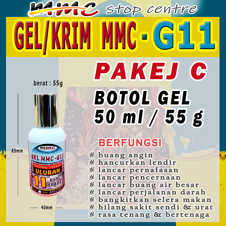 KRIM/GEL MMC-G11 ORIGINAL TERAPI ULURAN ANGIN/BATU, MERDU,ANGIN PASANG ...
