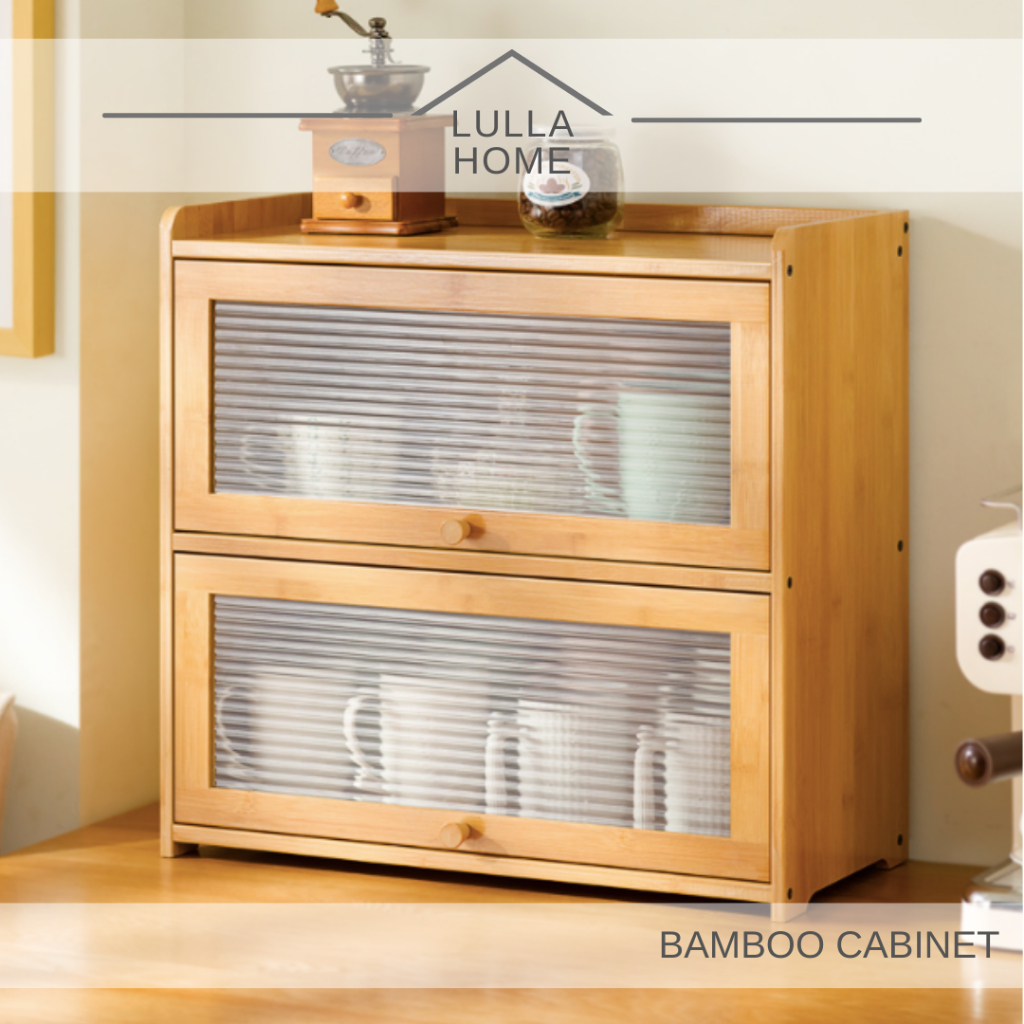 LullaHome Minimalist Muji Nordic Bamboo Cabinet Kitchen Pantry ...