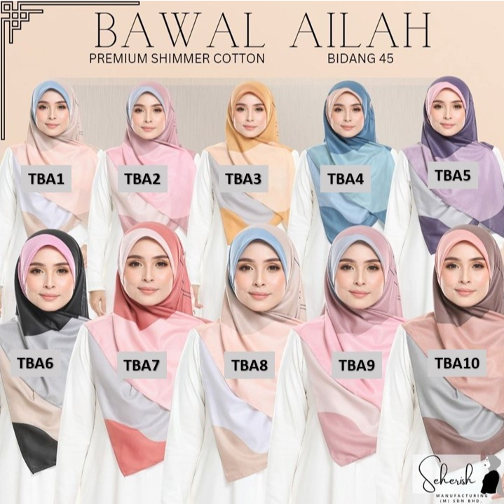 Tudung Bawal AILAH - Tudung Raya, Japanese Cotton Premium, Bidang 45 ...