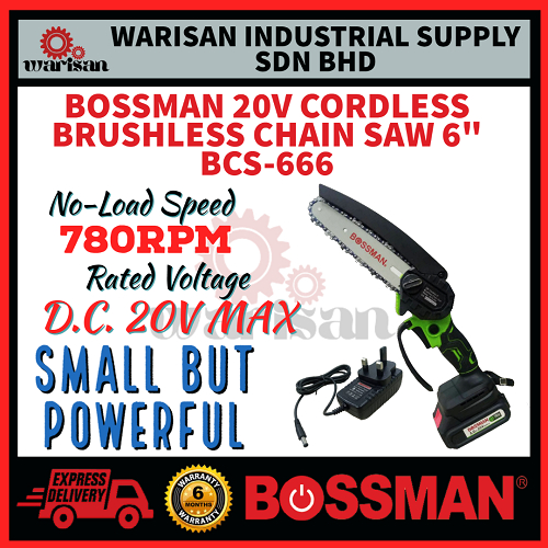 BOSSMAN ECO-SERIES BCS-666 20V 6" Brushless Cordless Chain Saw 780RPM ...