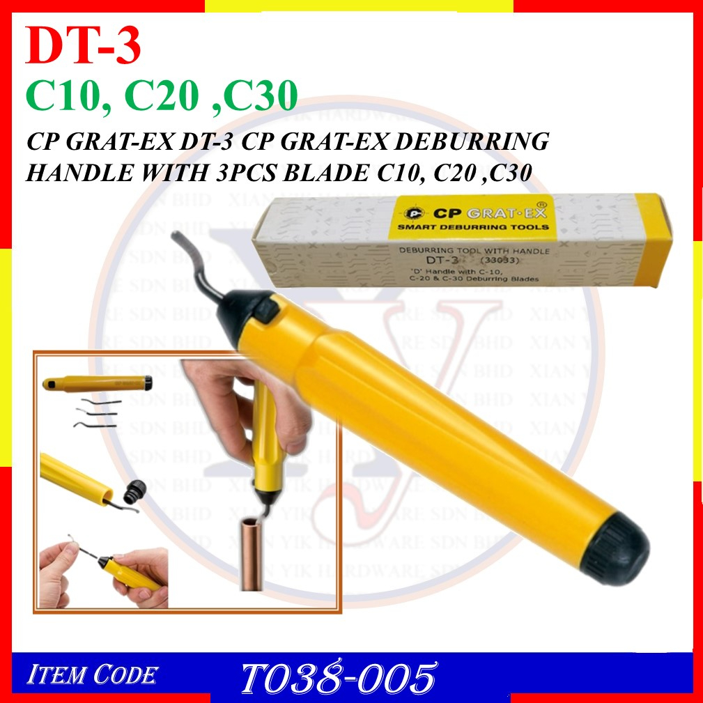 T038-005 DT-3 CP GRAT-EX DEBURRING HANDLE WITH 3PCS BLADE - BLADES C10, C20 ,C30 | DEBURRING ...