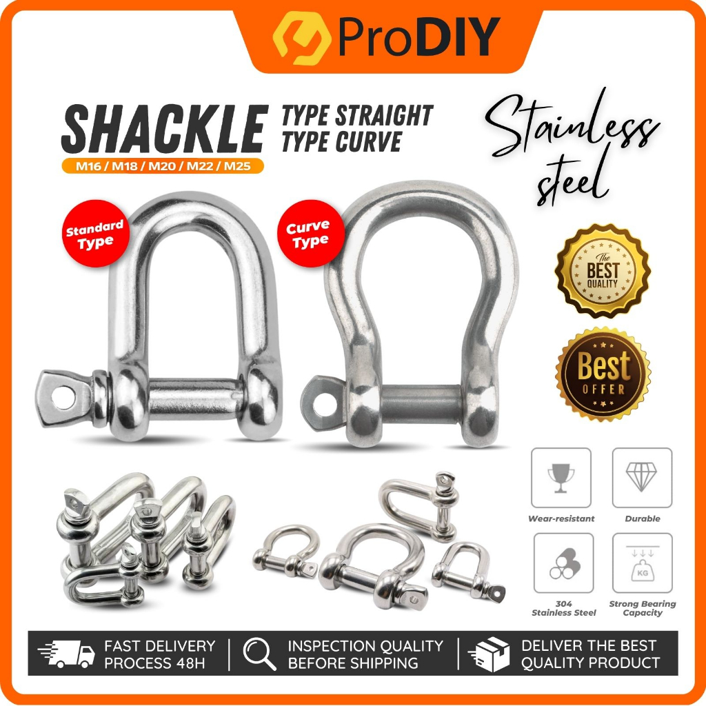 M4 M5 M6 M8 M10 M12 M14 Stainless Steel 304 U shaped Shackle Hook Screw Pin Bow Shackle SS304 ...