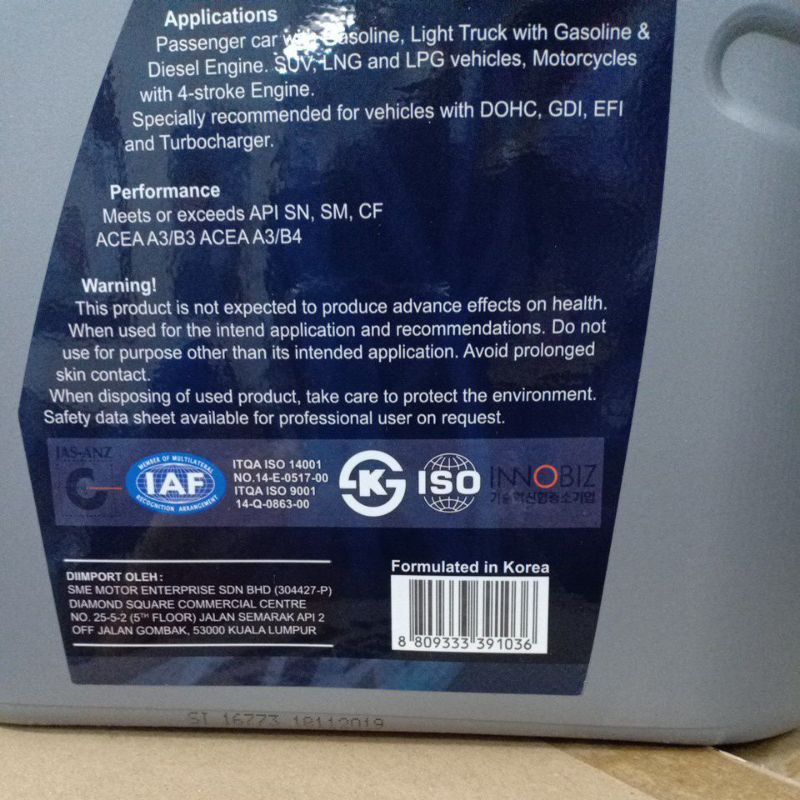 OFFER ZENQ GX FULLY SYNTHETIC 5W40 4 LITERS | Shopee Malaysia