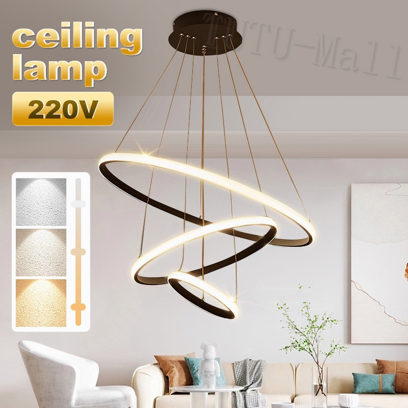 Led Ceiling Light Modern Lampu Rumah Ceiling Lights 3 Ring Ceiling Lamp ...
