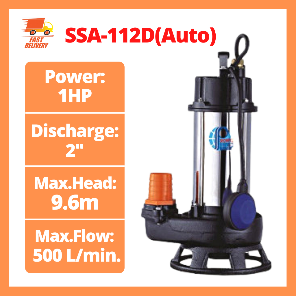 SHOWFOU SSA-112D 2" 1HP 240V TAIWAN Submersible Pump C/W Automatic ...