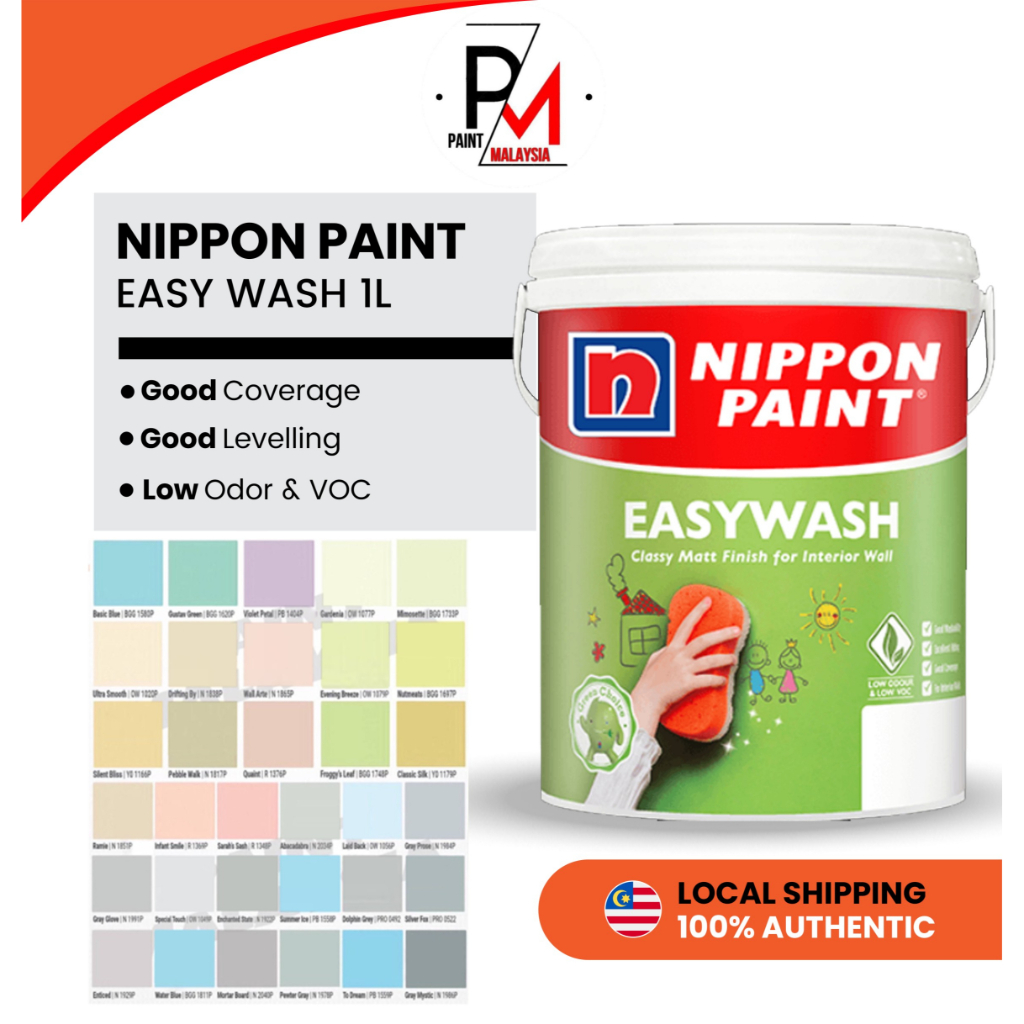 NIPPON PAINT Easy Wash 1L (PART C) Nippon Indoor Water Based Interior ...
