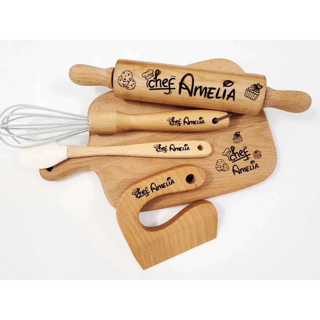 Myhbuns Chef Personalized Wooden Kids Baking Toy Set | Shopee Malaysia