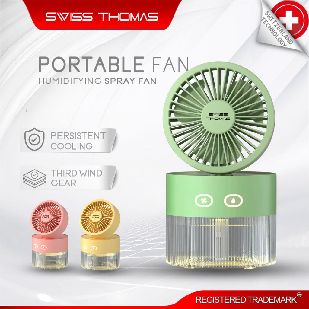 Swiss Thomas Mini USB fan strong wind 3in1 folding nano spray ...