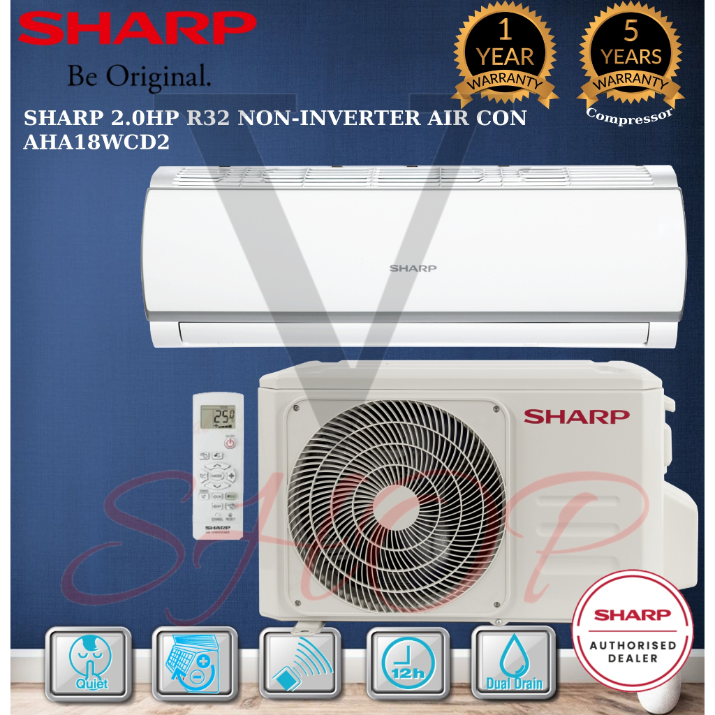 SHARP 2.0HP R32 NON-INVERTER AIR CONDITIONER AHA18WCD2 | Shopee Malaysia