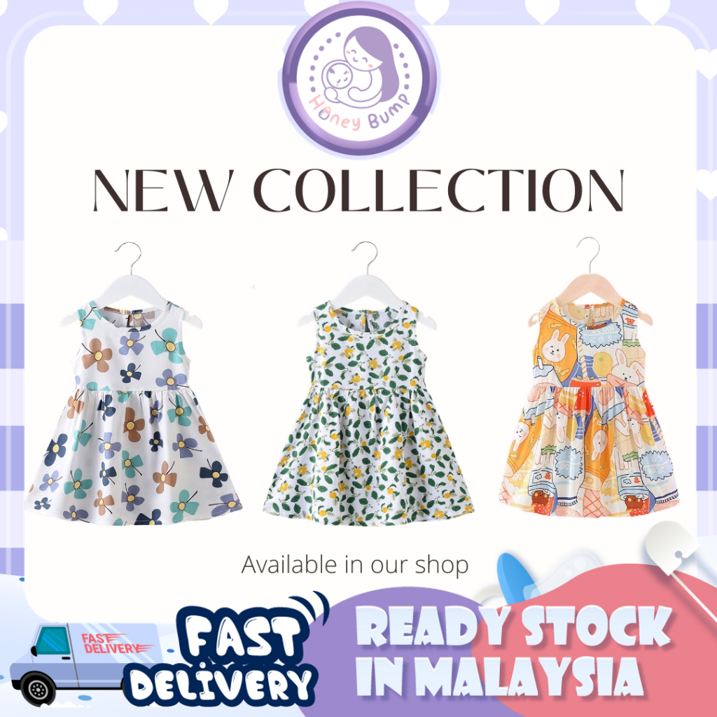 [HoneyBump☆Ready Stock Malaysia] Gaun Budak Perempuan 1Y-6Y Kain Sejuk ...